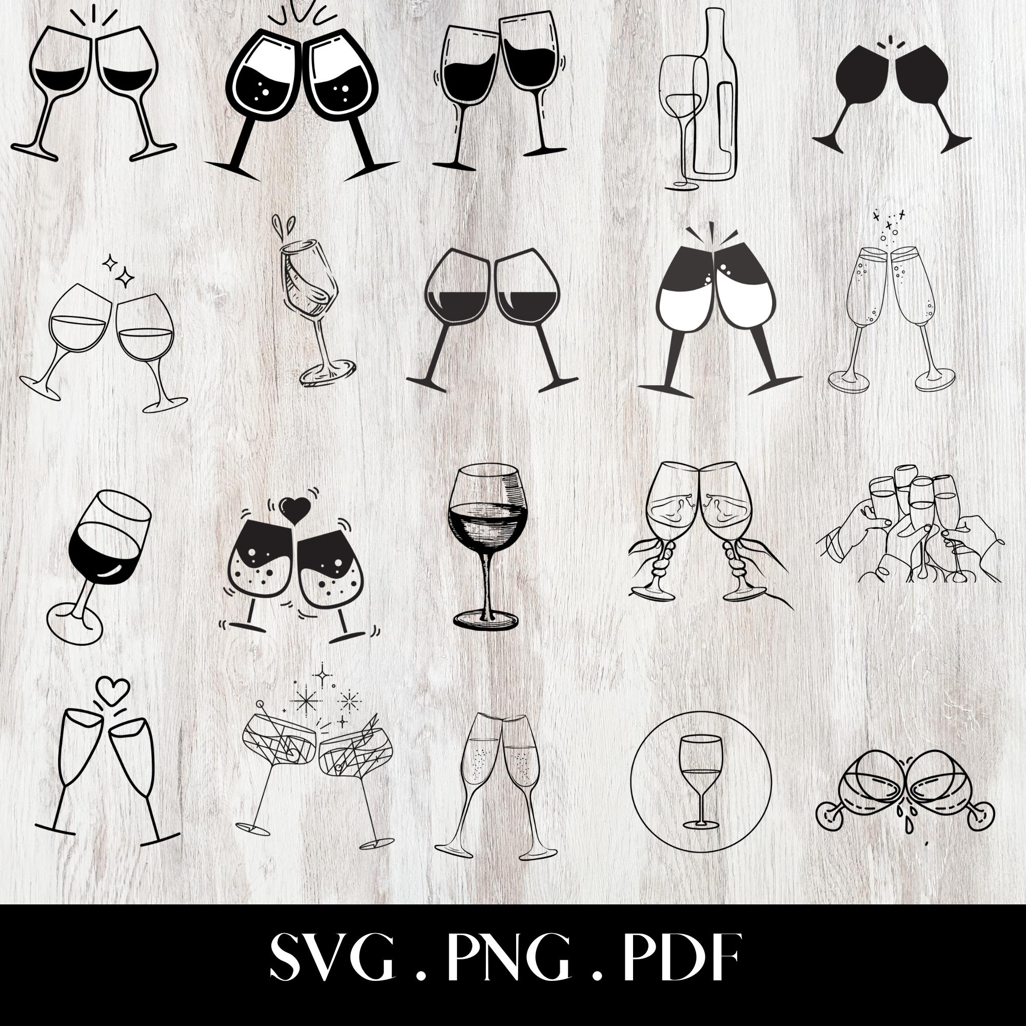 Wine Glasses SVG, Wine SVG Bundle, Wine Glass Clipart, Cheers ...