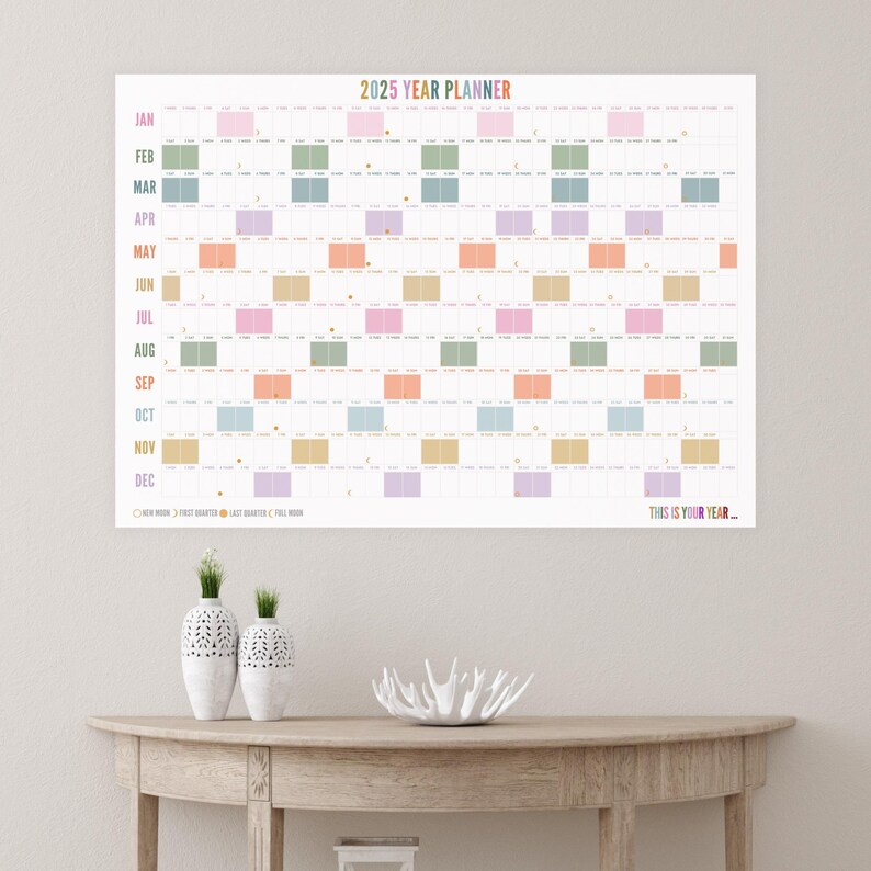 2025 Printable Year Planner Large Wall Calendar 2025 Yearly Wall ...