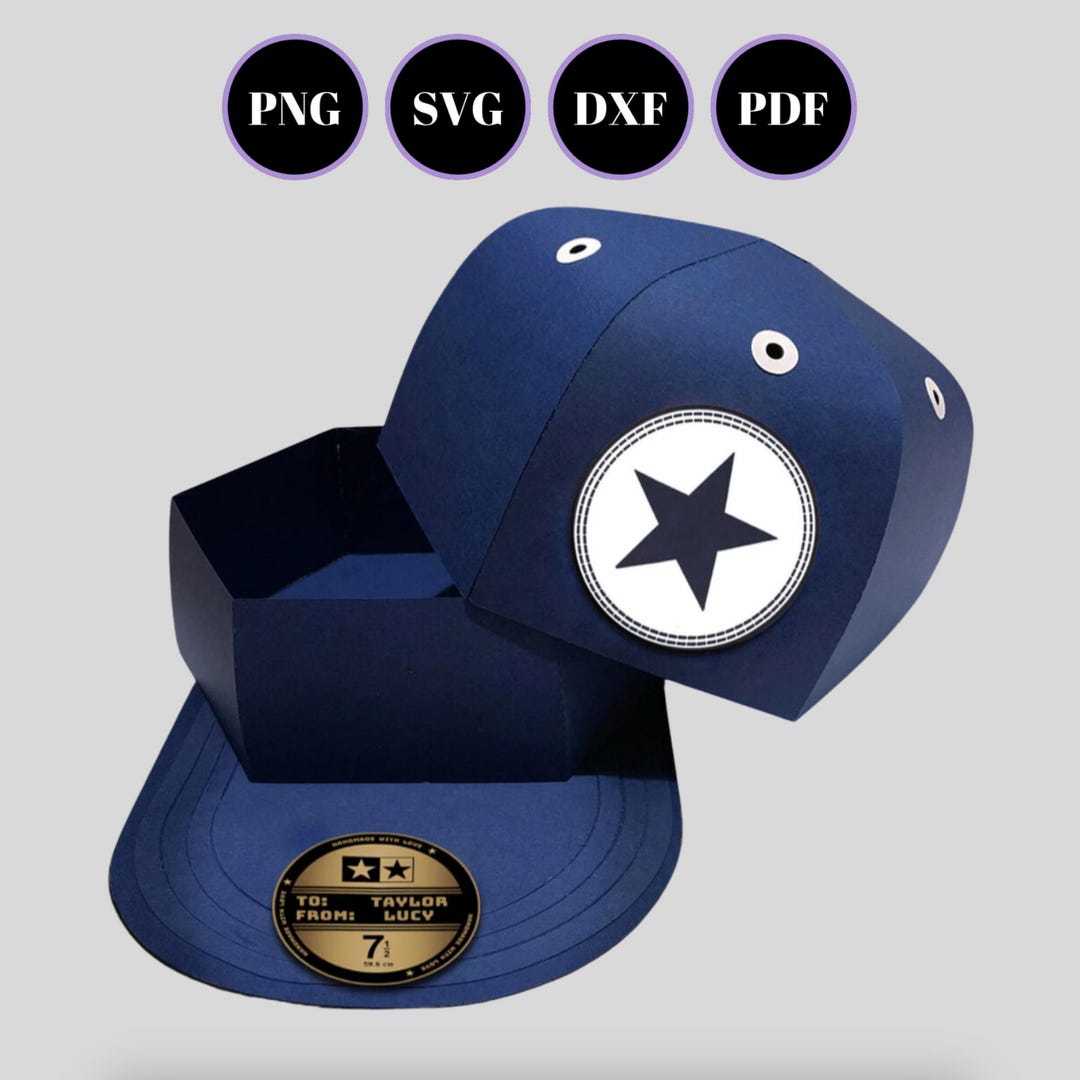 Baseball Cap Box SVG File for Cricut and Silhouette 3D Gift Box Favour ...