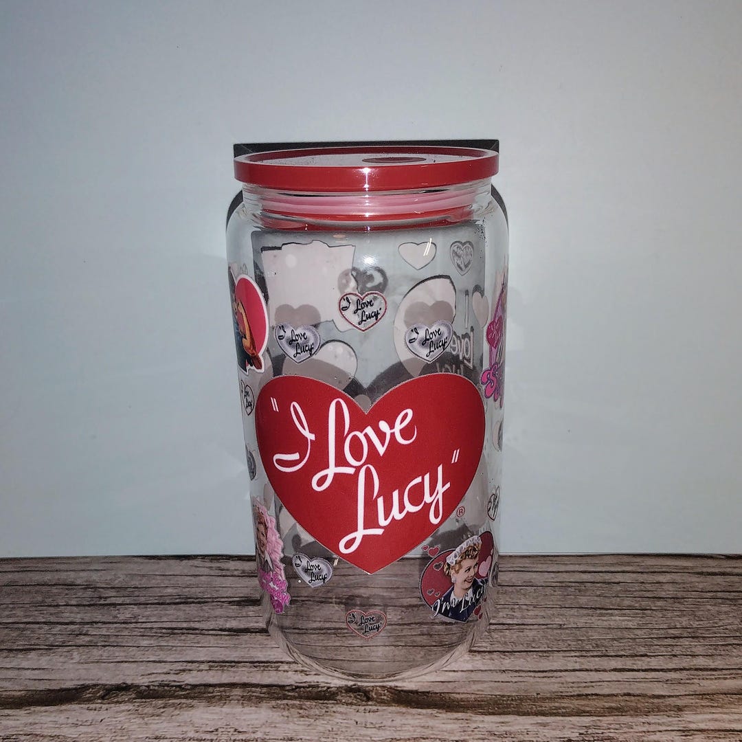 16oz I Love Lucy Clear Glass Tumbler With Lid – Retro TV Show Cup ...