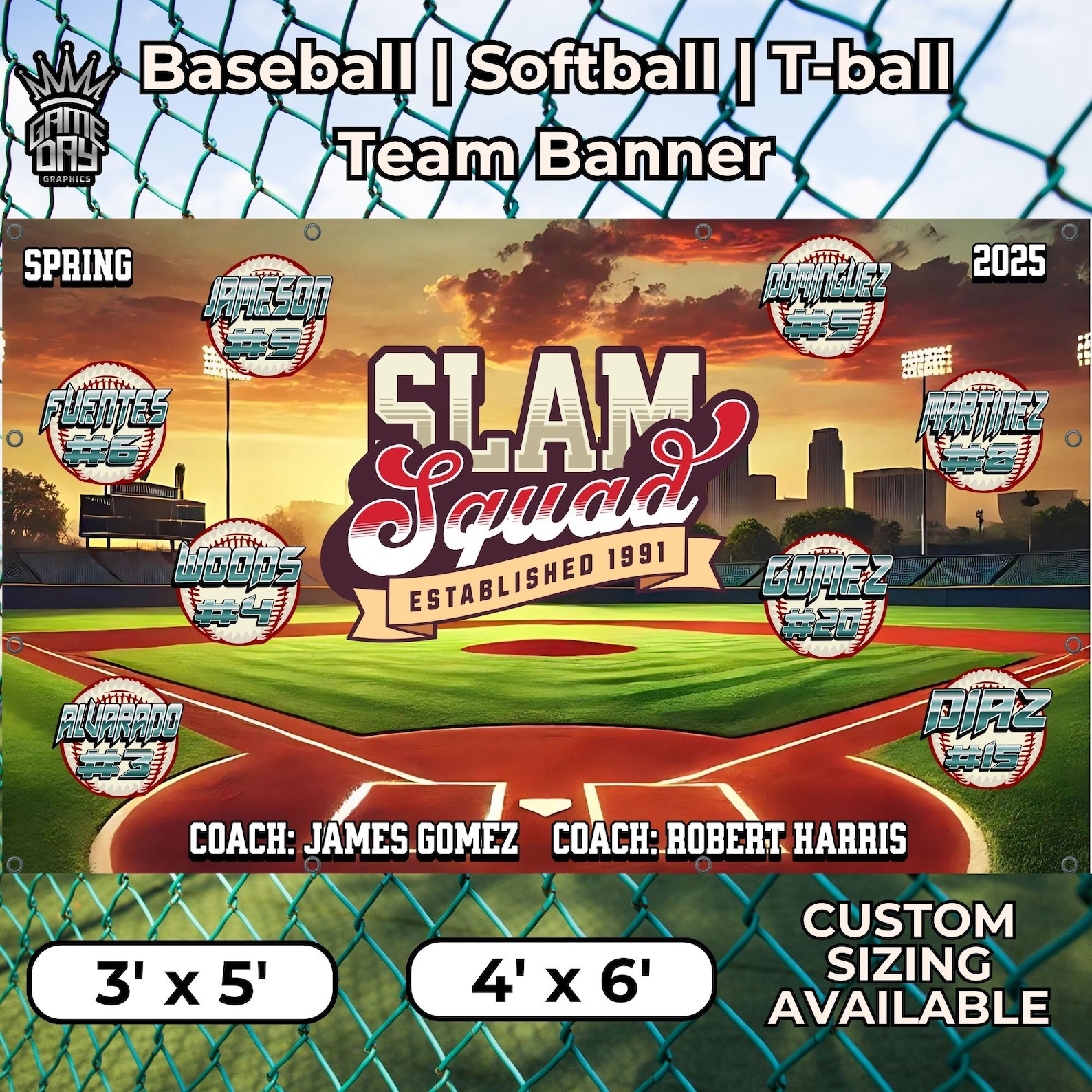 Custom Baseball | Softball | T-ball Team Banner | Youth Sports | Little ...