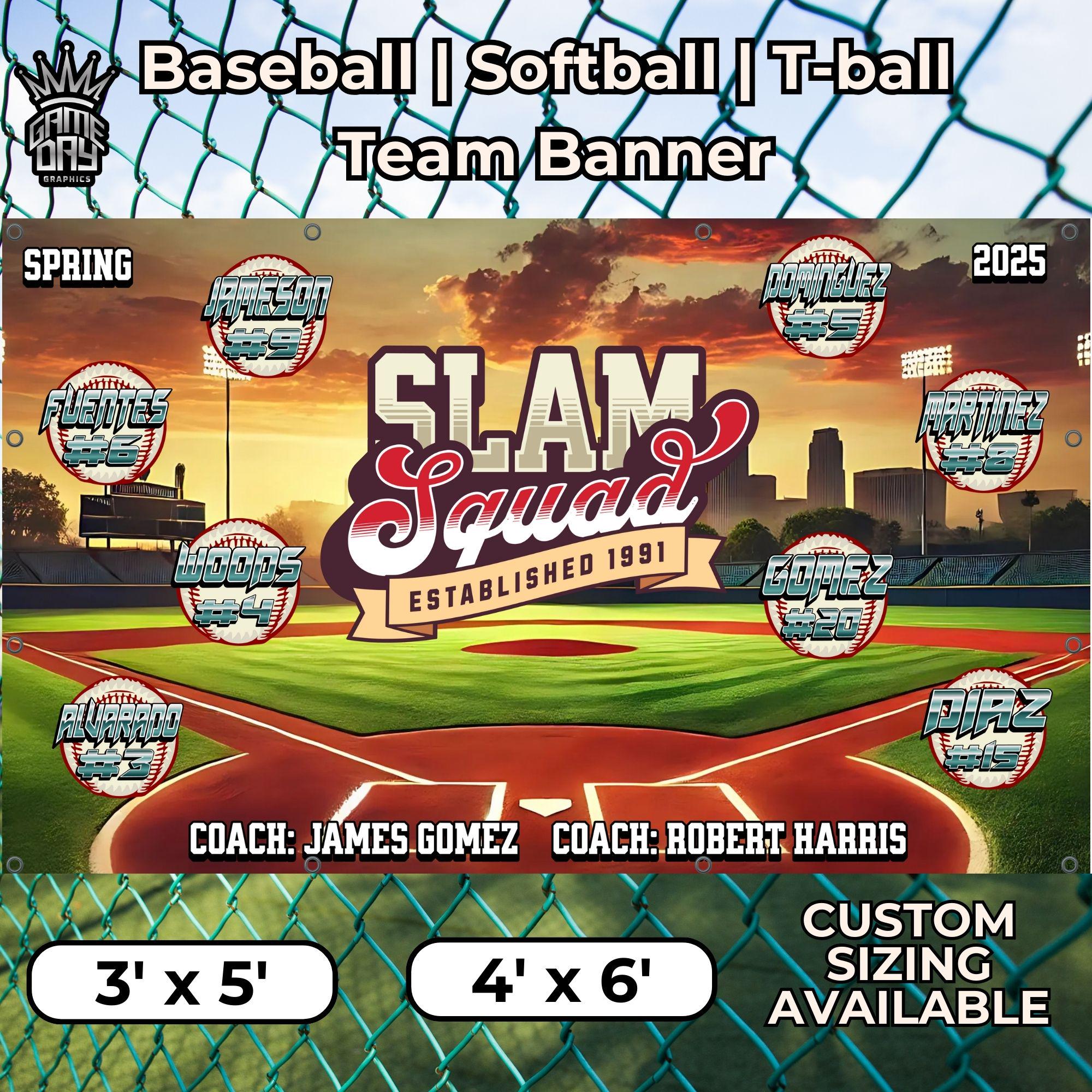 Custom Baseball | Softball | T-ball Team Banner | Youth Sports | Little ...