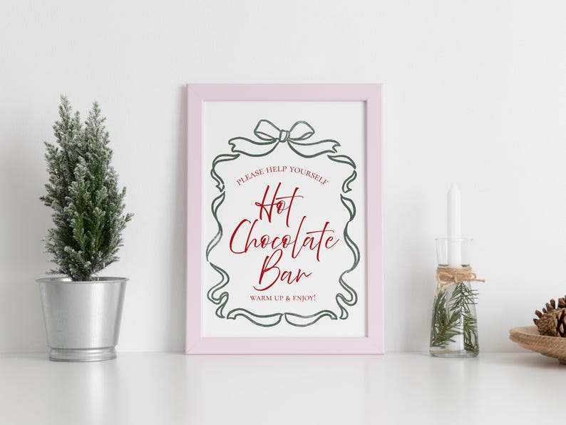 Classic Hot Chocolate Bar Sign Printable | Rustic Ribbon Christmas ...