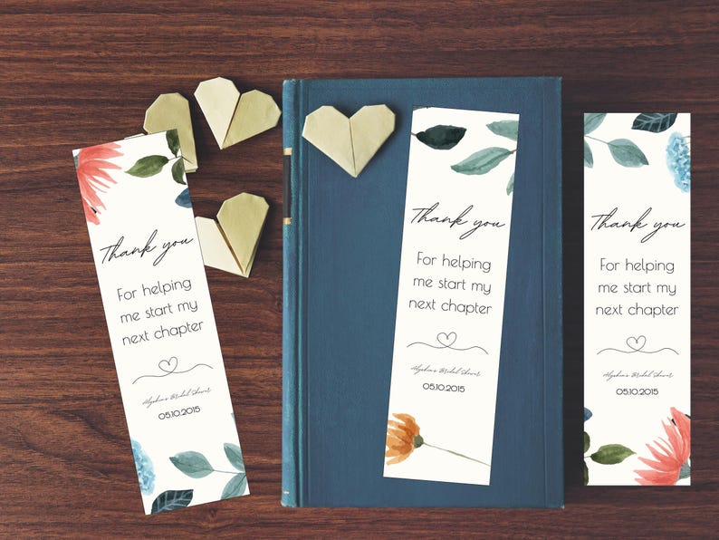 Bridal Shower Bookmarks, Custom Printable Favors, Canva Template ...