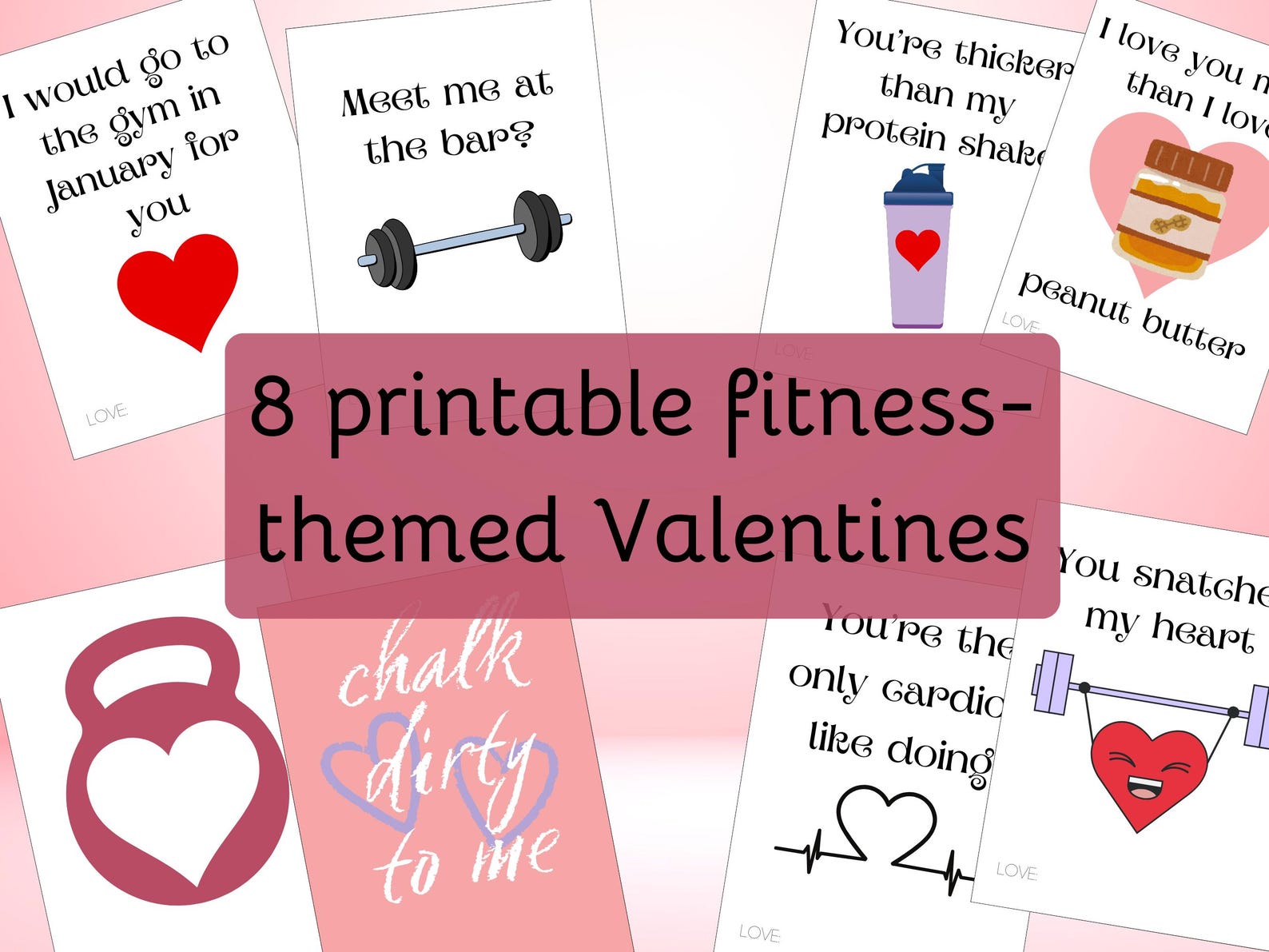 Gym Valentines Set of 8 - Printable Fitness-themed Valentines Perfect ...