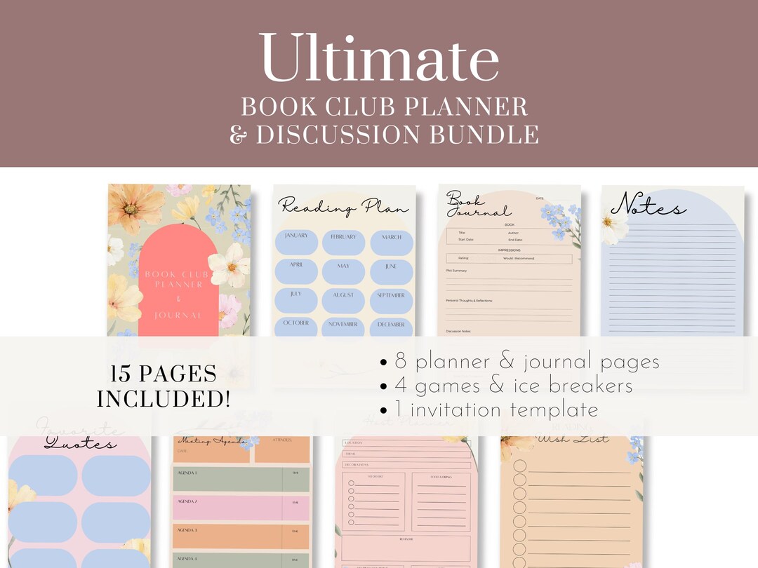 Book Club Planner Bundle: Discussion Guide, Games, Invitation (digital ...