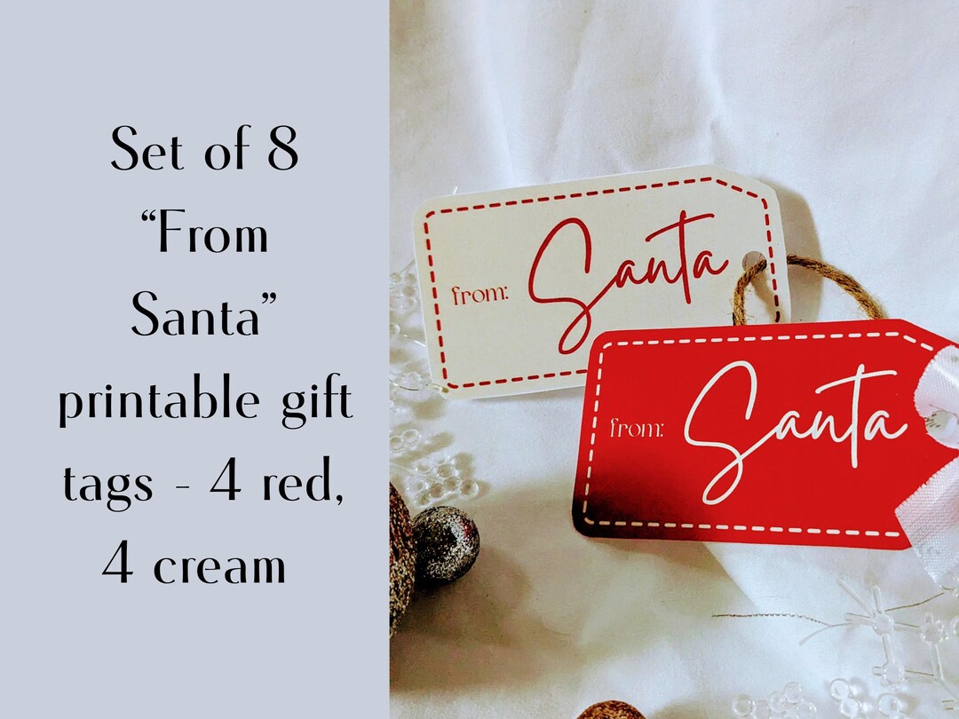 From Santa Printable Gift Tags - Set of 8 Printable Tags, 4 Red, 4 ...