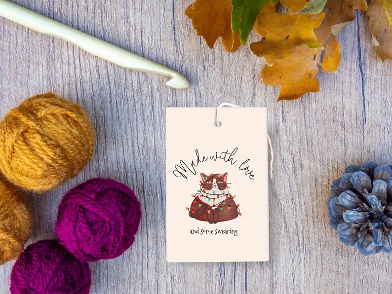 Funny Crochet Cat Tags: Made With Love & Swearing (PDF Download) - Etsy