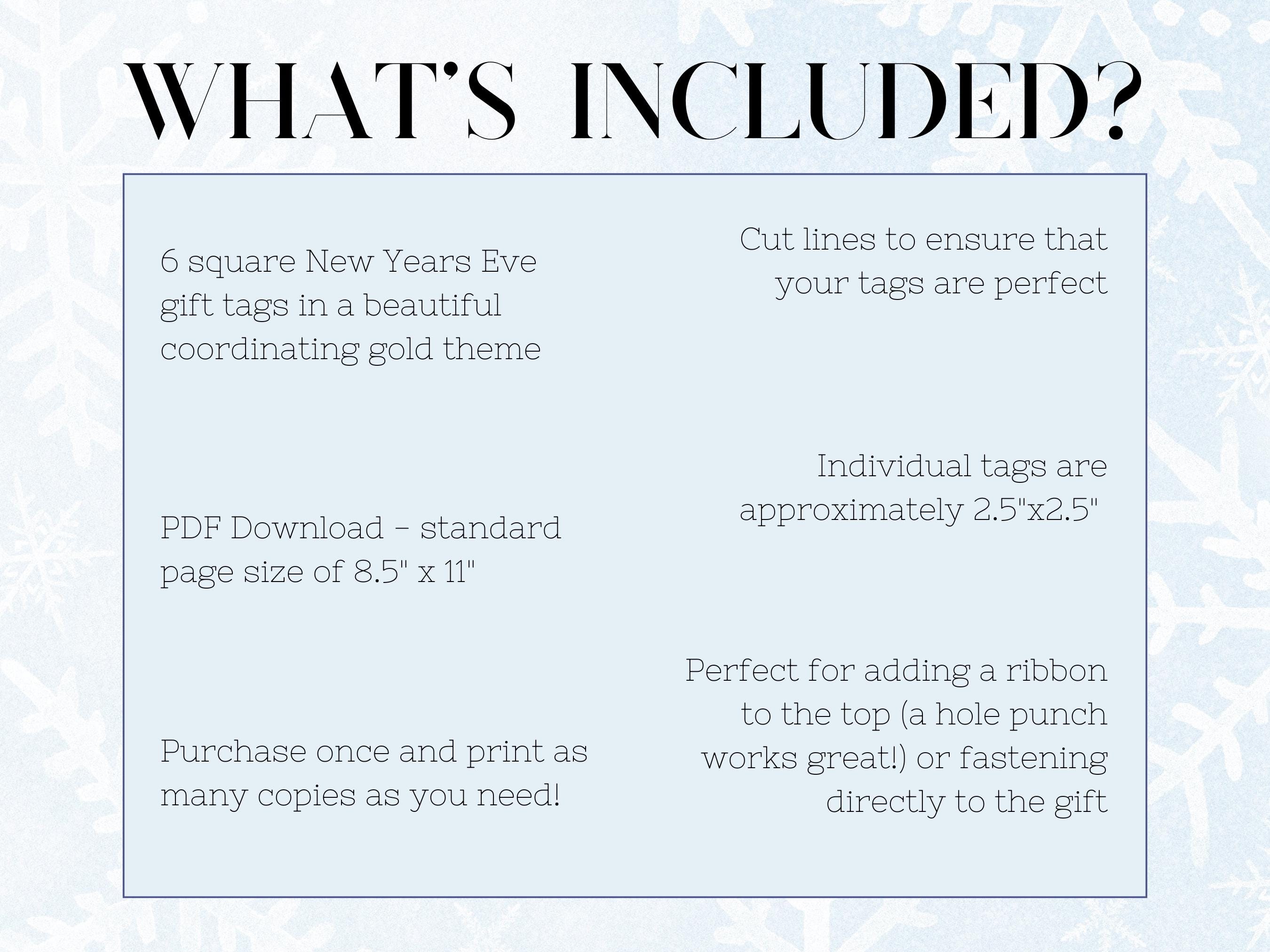 Printable New Year's Gift Tags Set of 6 Square Labels in Coordinating ...