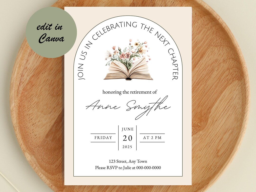 Teacher Printable Retirement Invitation | New Chapter Begins Party ...