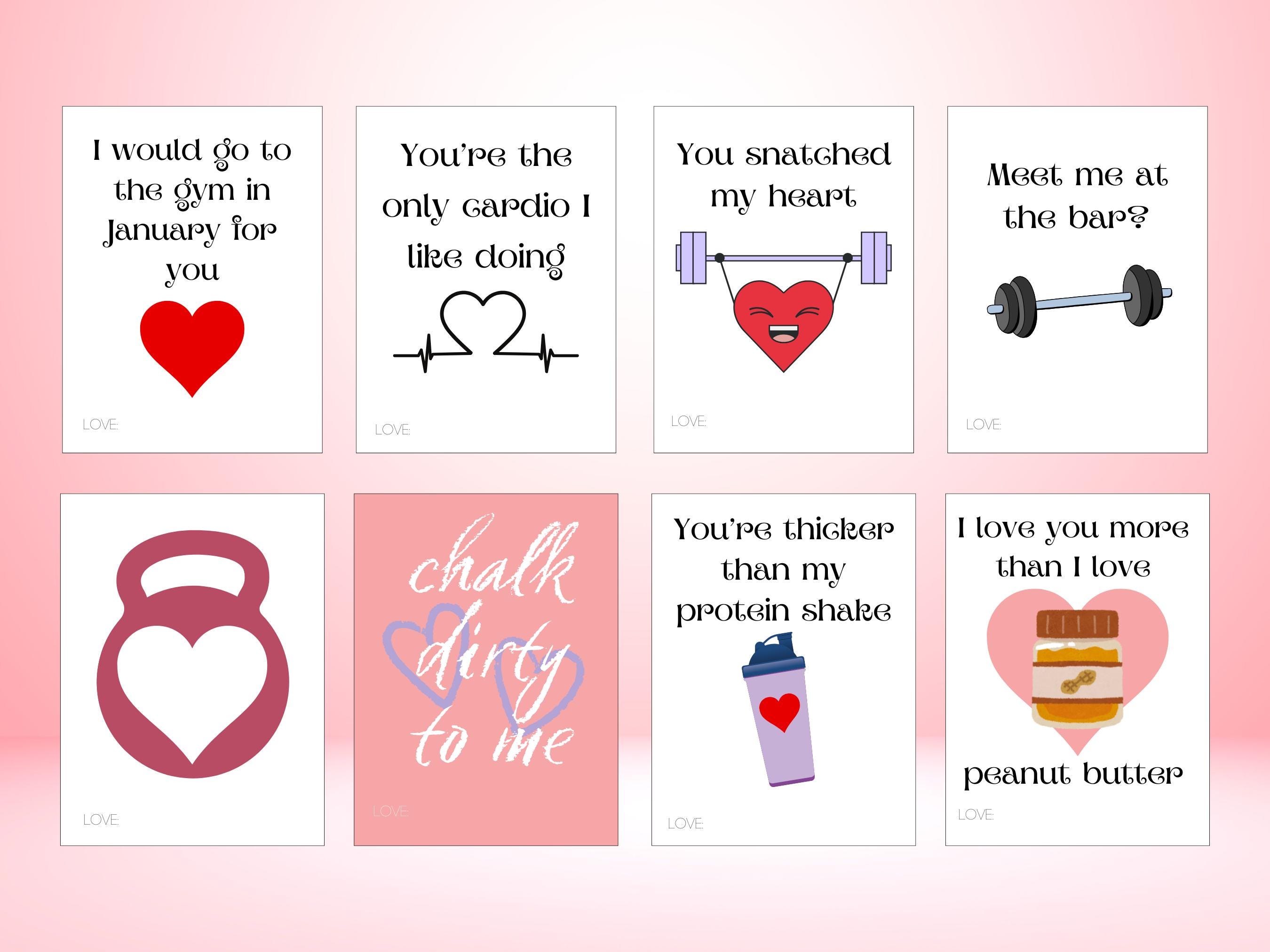 Gym Valentines Set of 8 - Printable Fitness-themed Valentines Perfect ...