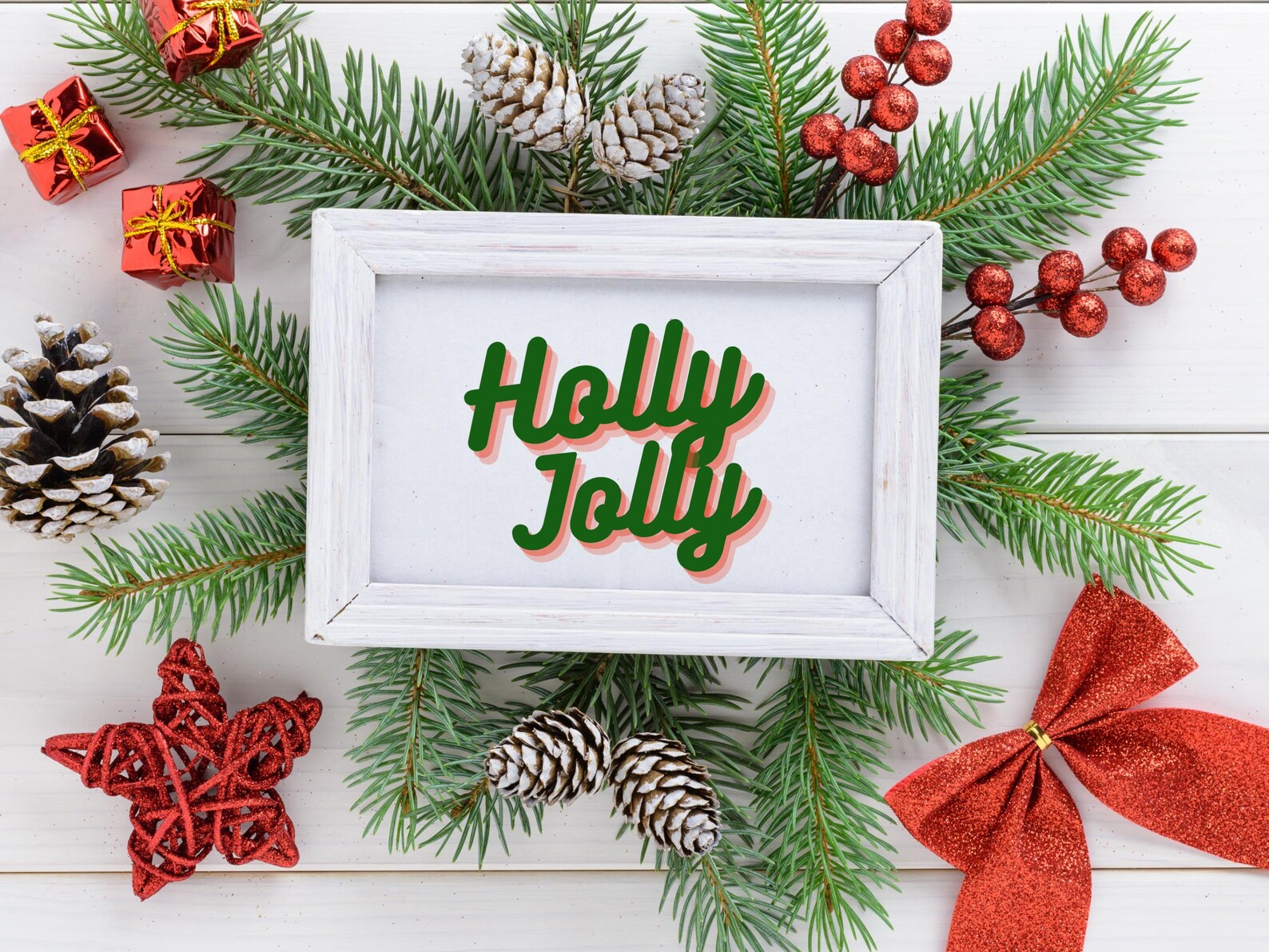 Holly Jolly PNG SVG Files, Cheerful Script Design for Christmas ...