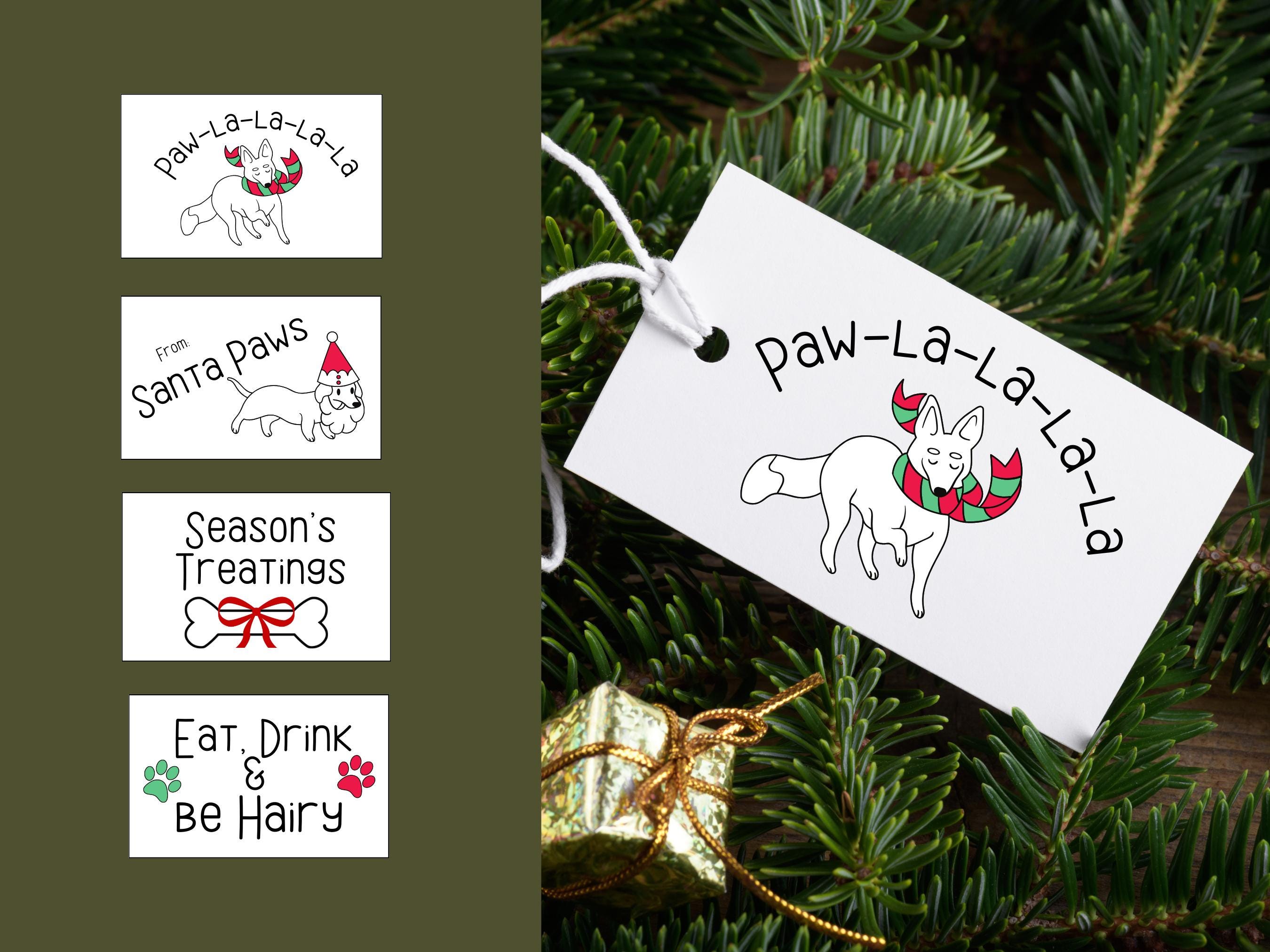 Happy Pawlidays Printable Christmas Gift Tags - Set of 8 Dog-themed ...