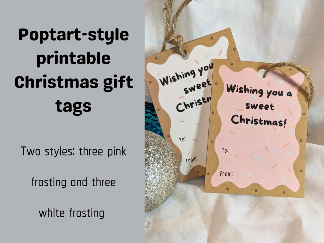 Homemade Pop Tart-style Printable Christmas Tags - Set of 6, 3 Pink and ...