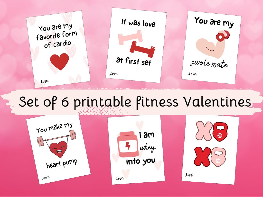 Gym Valentine's Day Cards - Printable Valentines With a Fun Fitness ...