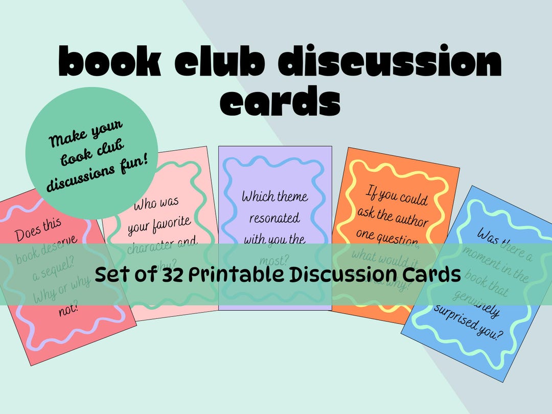 Book Club Discussion Cards 32 Reading Question Prompts, Reading Group ...