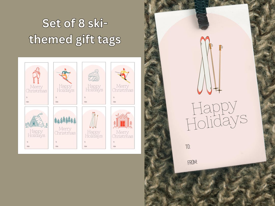 Skiing Christmas Gift Tags - Apres-ski Set of 8 (PDF) - Etsy