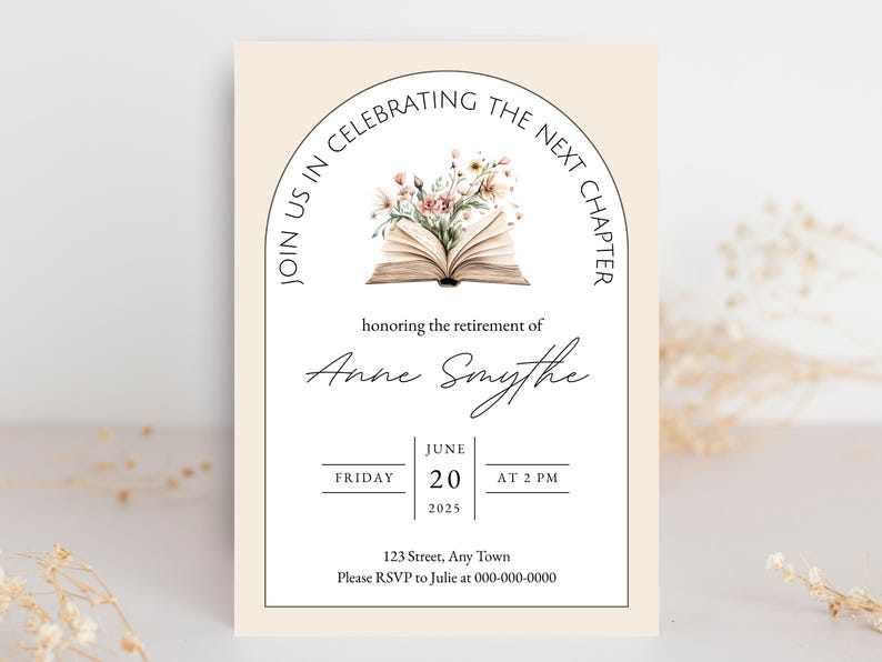 Teacher Printable Retirement Invitation | New Chapter Begins Party ...