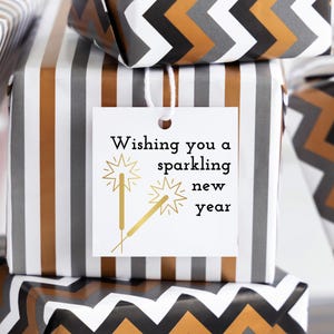 Printable New Year's Gift Tags Set of 6 Square Labels in Coordinating ...