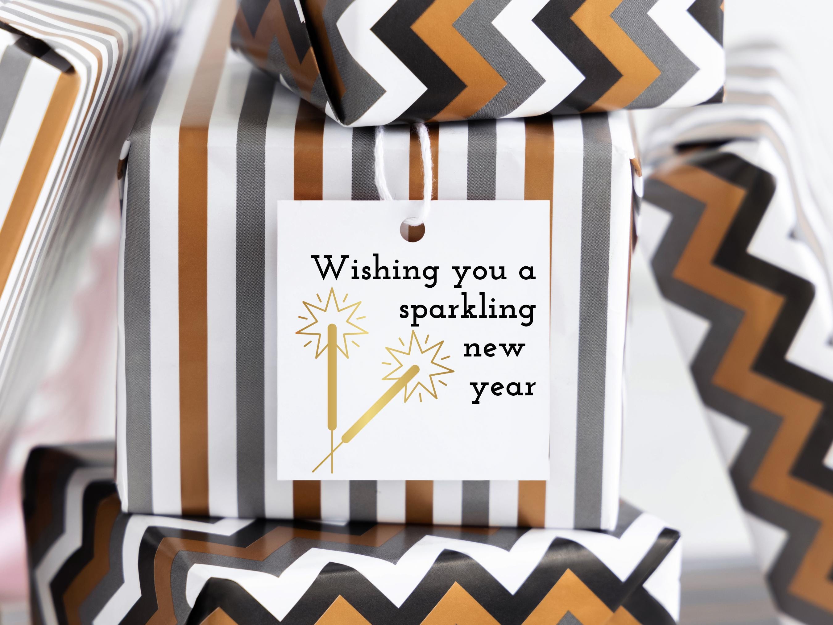 Printable New Year's Gift Tags - Set of 6 Square Labels in Coordinating ...