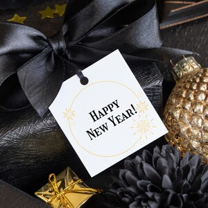 Printable New Year's Gift Tags - Set of 6 Square Labels in Coordinating ...