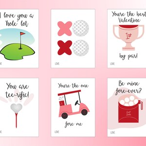 Golf Valentines: Set of 6 Printable Cards With Funny Puns (PDF) - Etsy