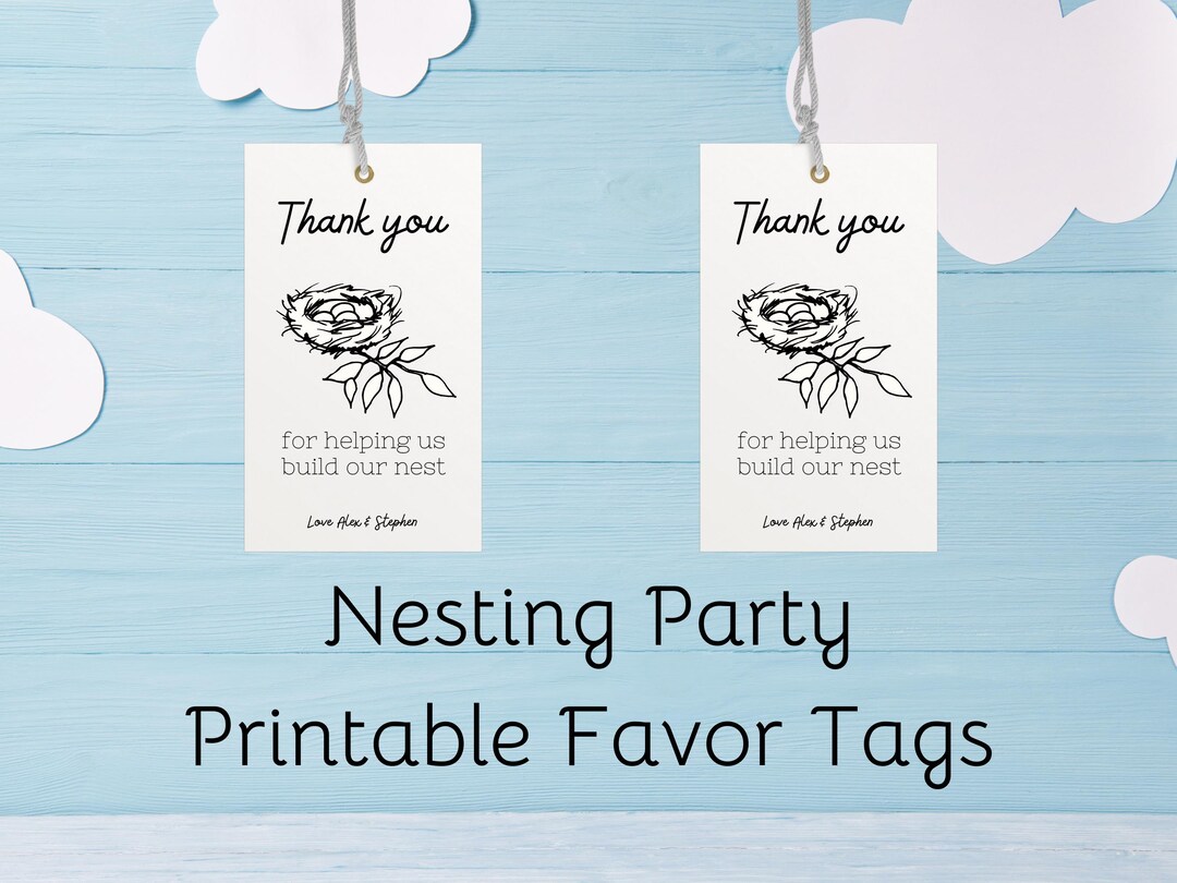 Custom Baby Shower Favor Tags Nesting Party Printable Thank You Gift ...