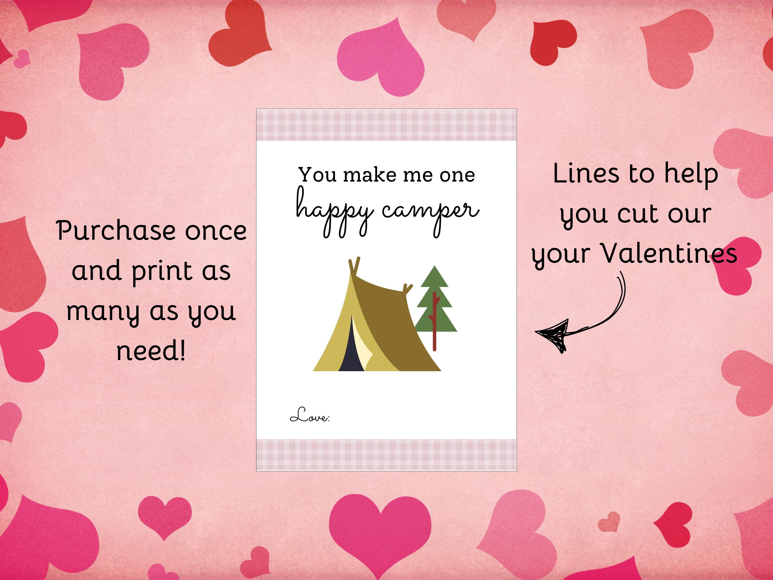 Printable Camping Valentine's Day Cards - Funny & Cute Camper, Hiking ...