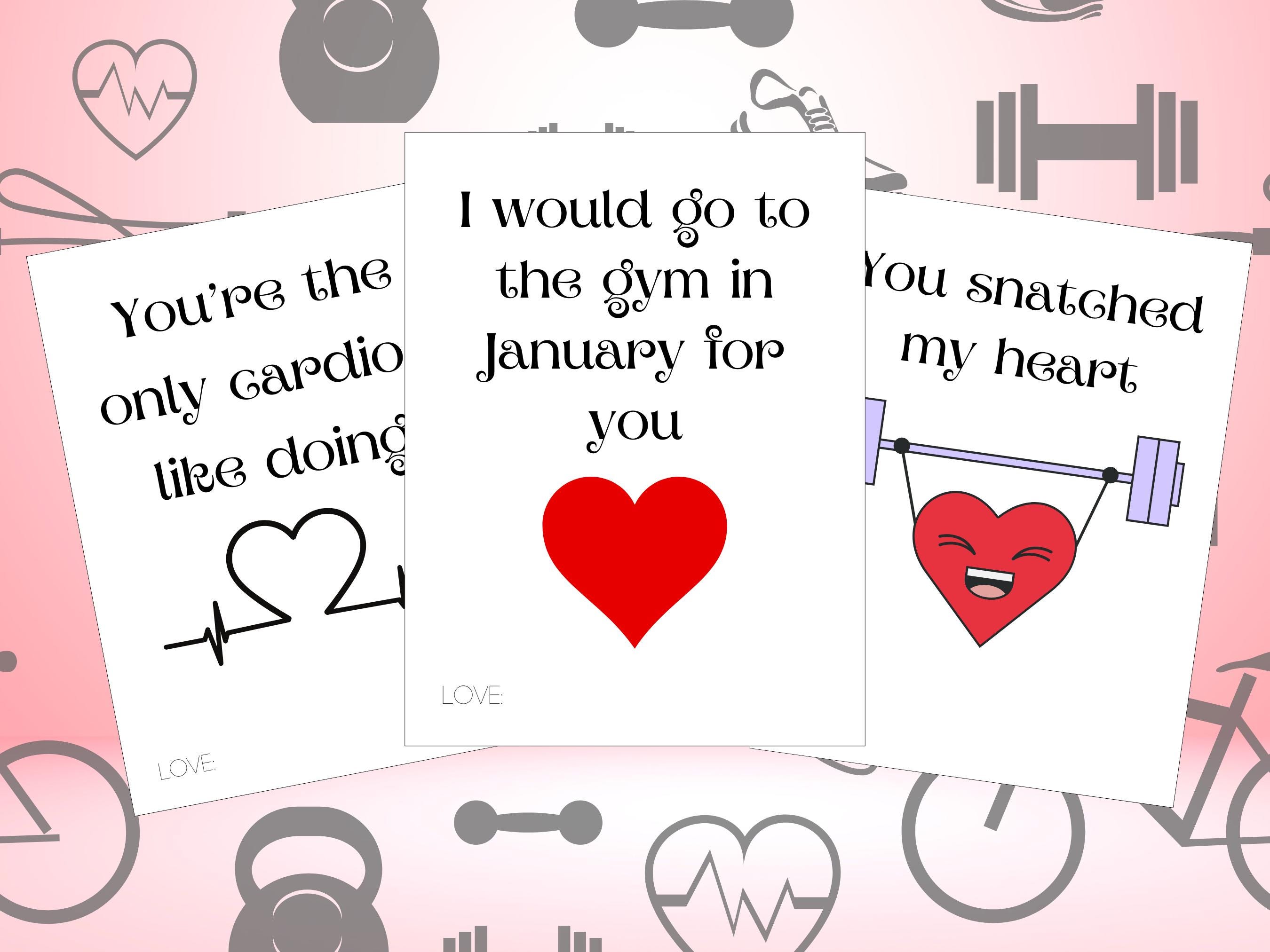 Gym Valentines Set of 8 - Printable Fitness-themed Valentines Perfect ...