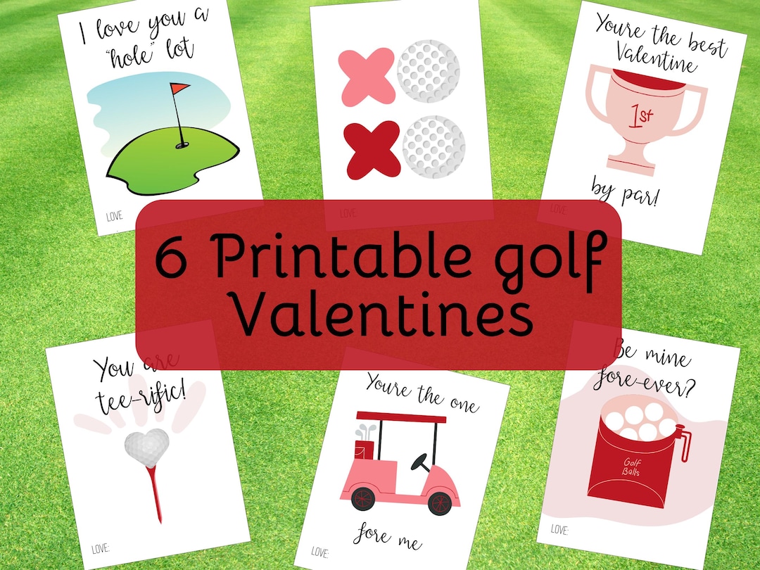Golf Valentines: Set of 6 Printable Cards With Funny Puns (PDF) - Etsy