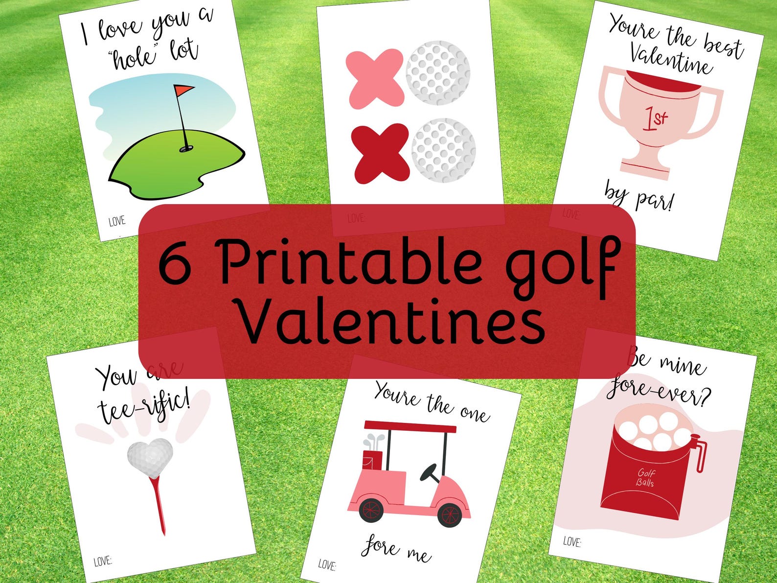 Golf Valentines: Set of 6 Printable Cards With Funny Puns (PDF) - Etsy