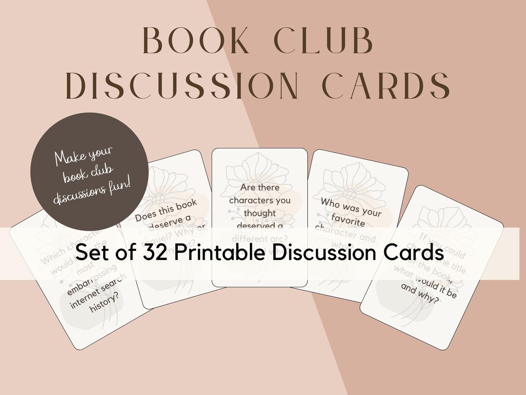Book Club Discussion Cards 32 Question Prompts, Instant Download ...