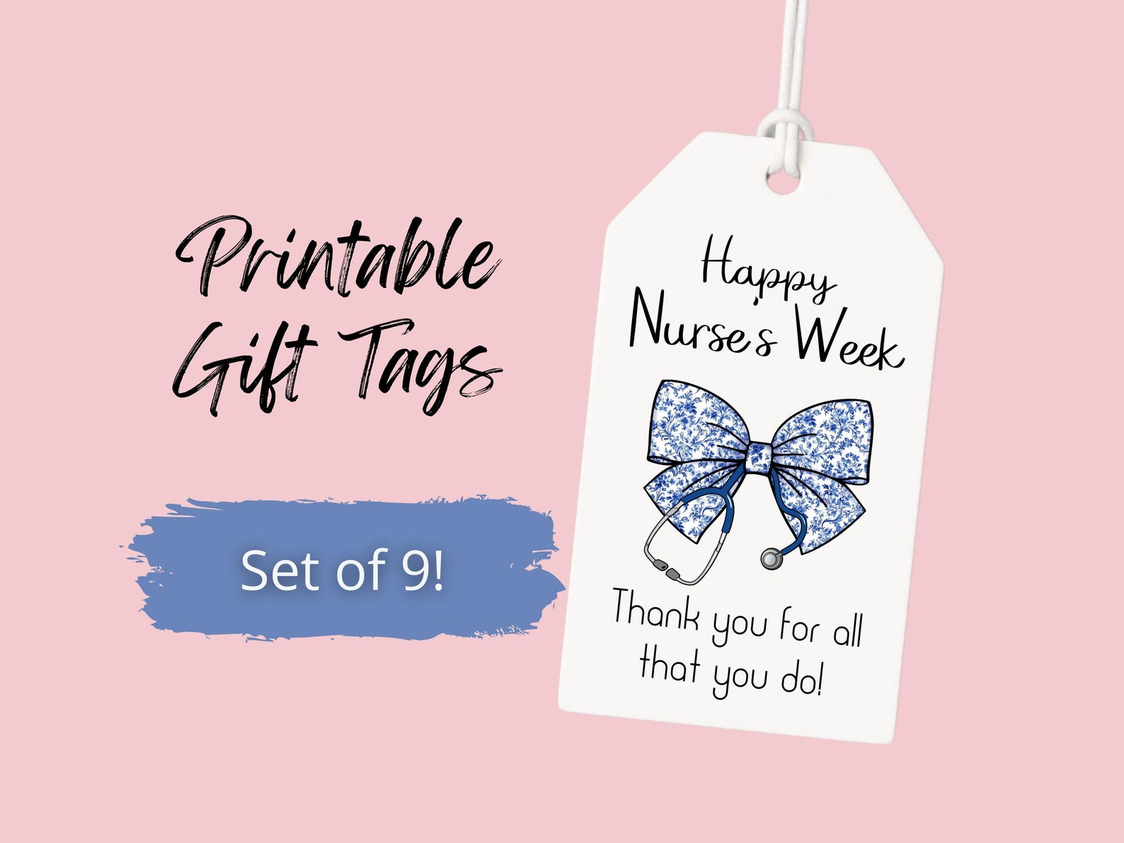 Printable Nurses Week Gift Tags Coquette Bow | Thank You Nurse ...