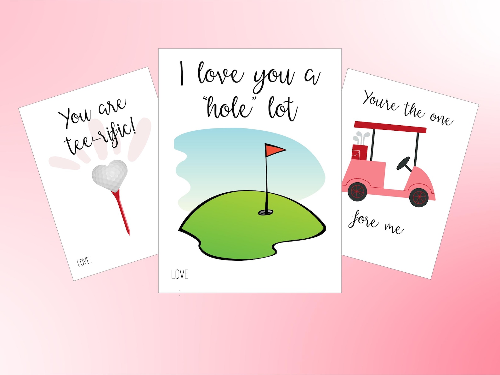 Golf Valentines: Set of 6 Printable Cards With Funny Puns (PDF) - Etsy