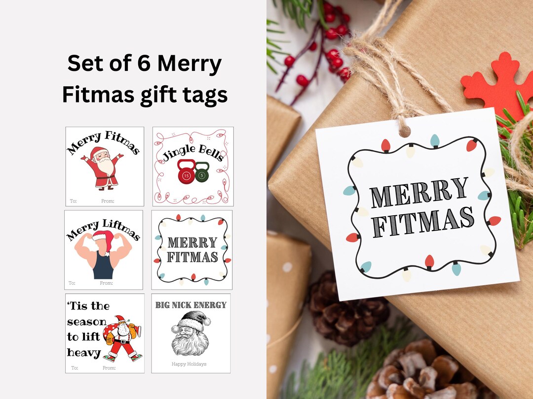 Merry Fitmas Gift Tags: Printable Fitness Christmas Tags (PDF Download ...