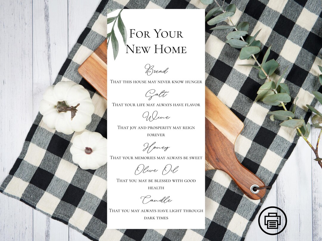 New Home Blessing Card | Housewarming Gift Basket Tag (PDF) - Etsy