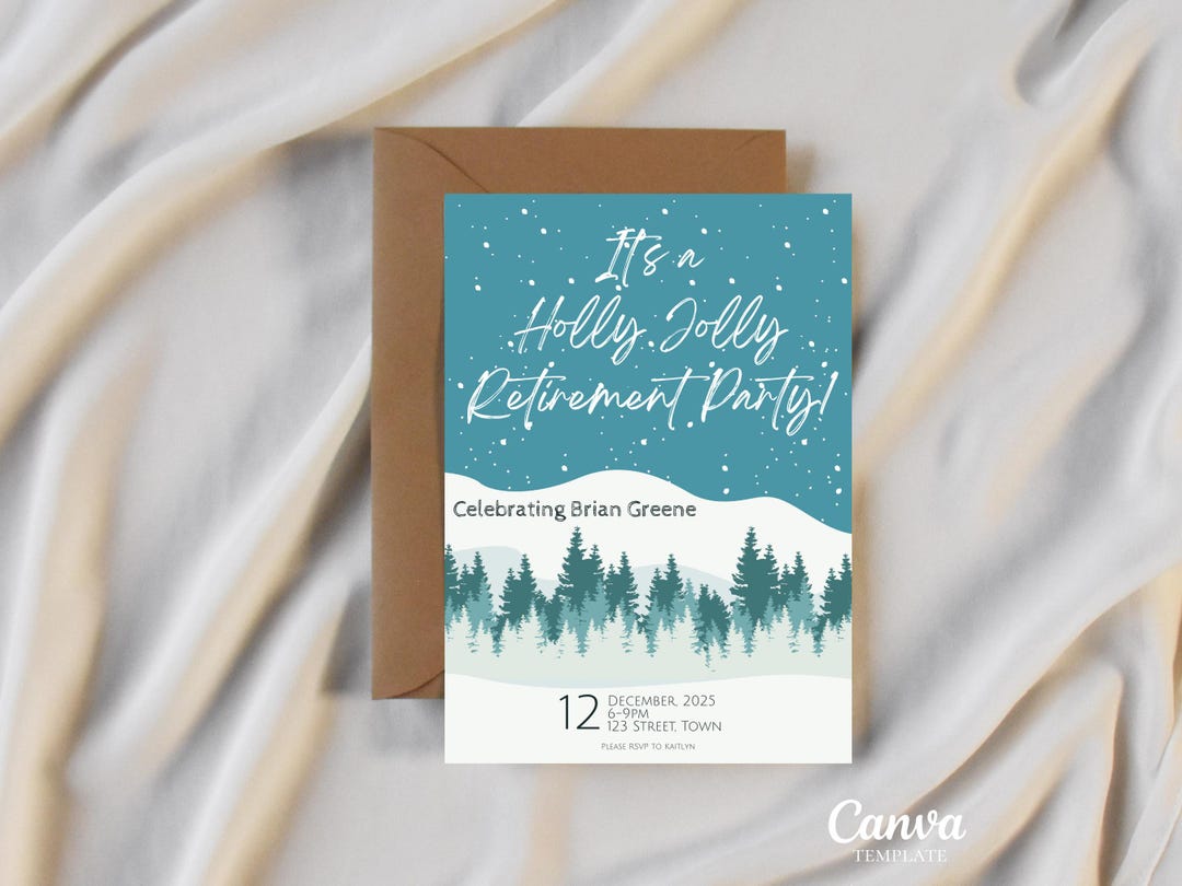 Winter Retirement Party Invitation: Holly Jolly Holiday Template ...