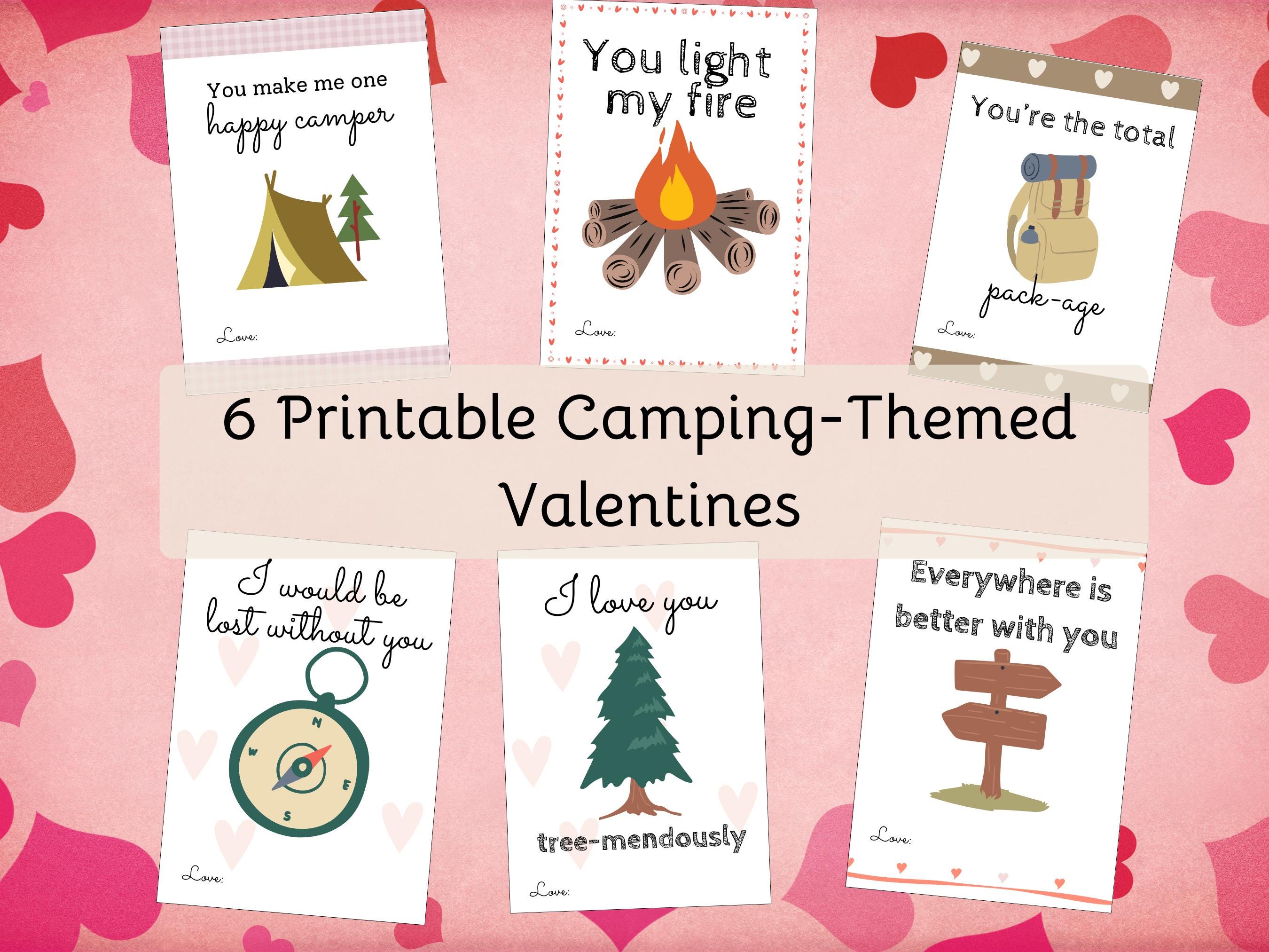Printable Camping Valentine's Day Cards - Funny & Cute Camper, Hiking ...