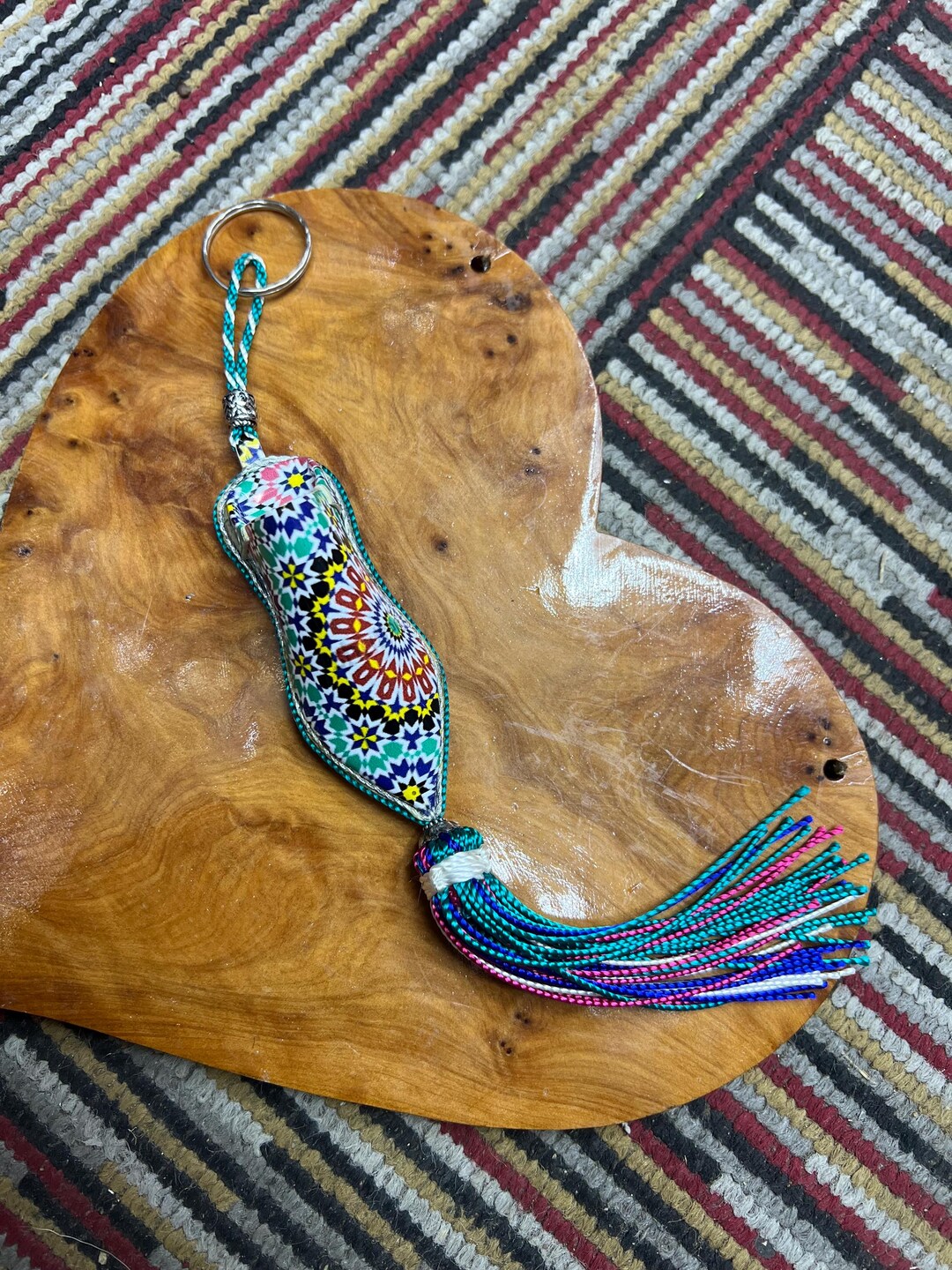 Moroccan Ceramic Keychain With Tassel Traditional and Colorful Design ...