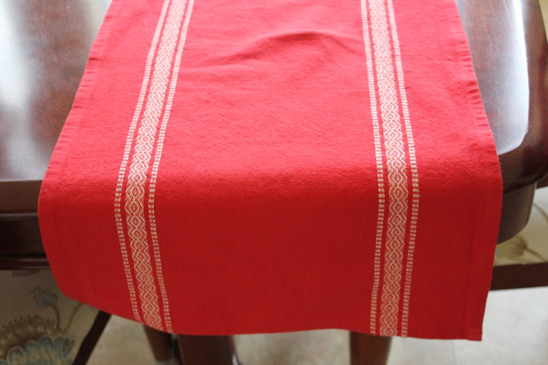 Table Runner Scandinavian Red Striped Farmhouse Table - Etsy