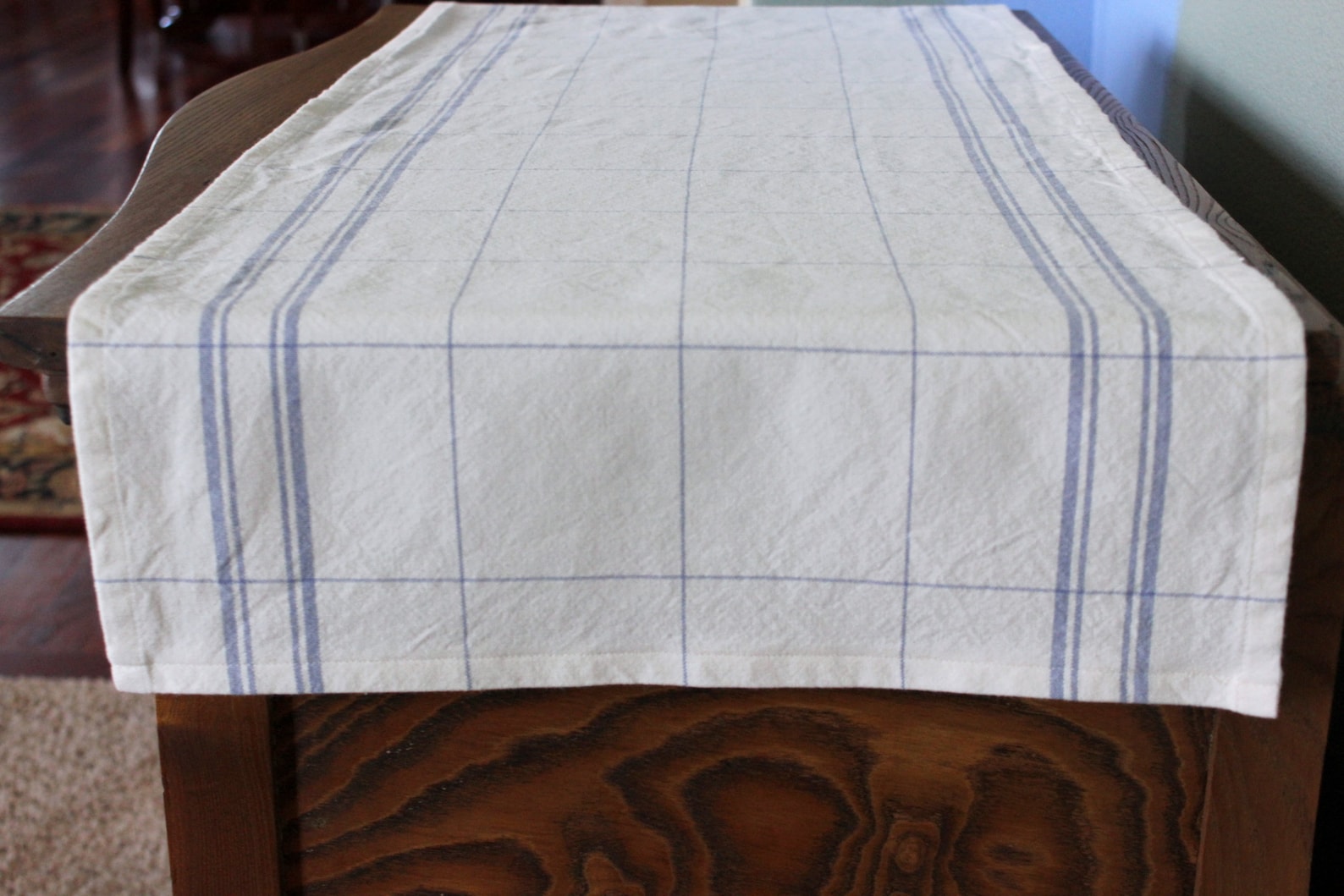 Farmhouse Cotton Table Runner Blue Plaid Farmhouse Decor | Etsy