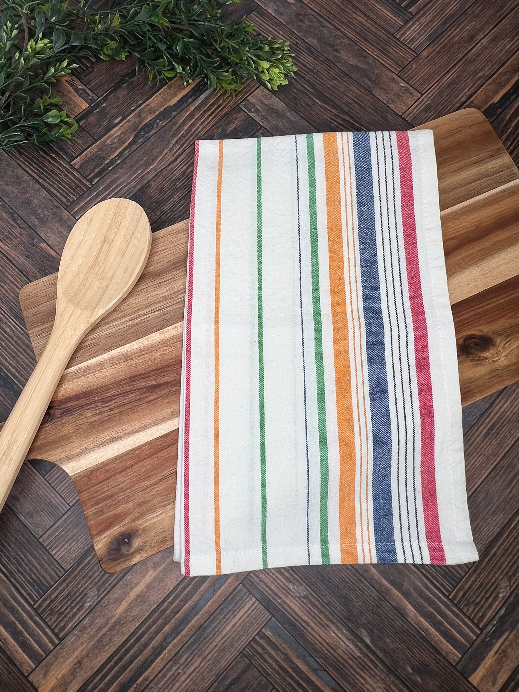 Retro Striped Cotton Kitchen Towel - 1940s Style Decor - Etsy