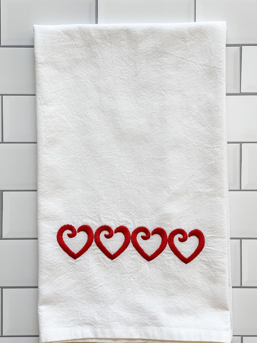 Embroidered Heart Kitchen Towel: Valentine's Day Decor - Etsy