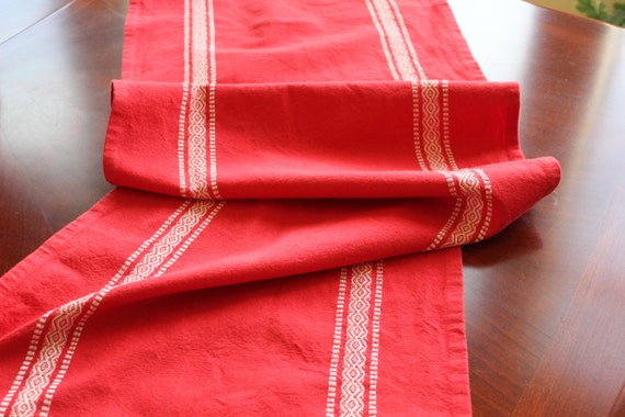 Table Runner Scandinavian Red Striped Farmhouse Table | Etsy