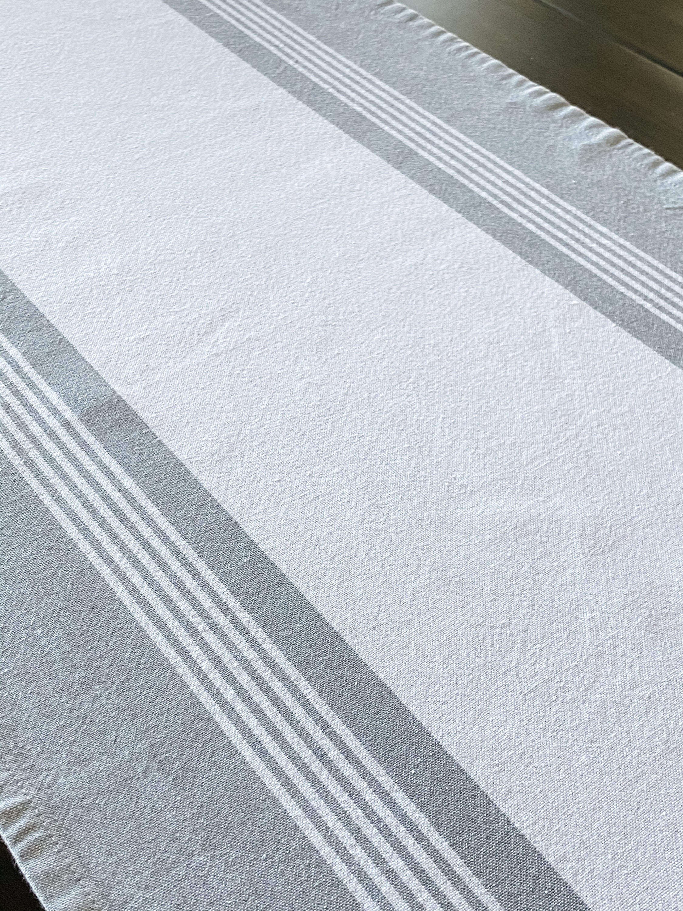 18 Wide Table Runner White with Gray Sides and Stripes | Etsy