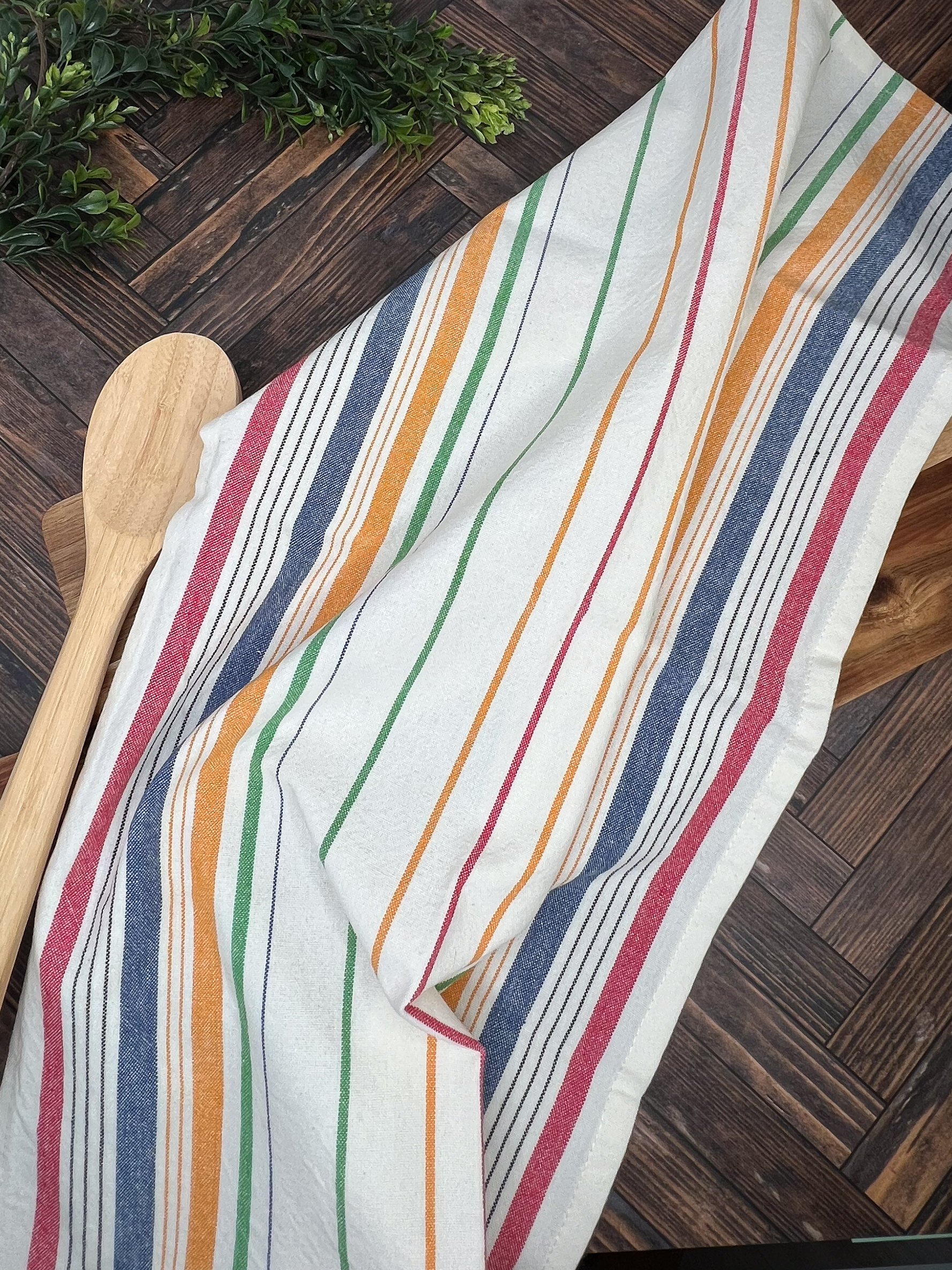 Retro Striped Cotton Kitchen Towel - 1940s Style Decor - Etsy