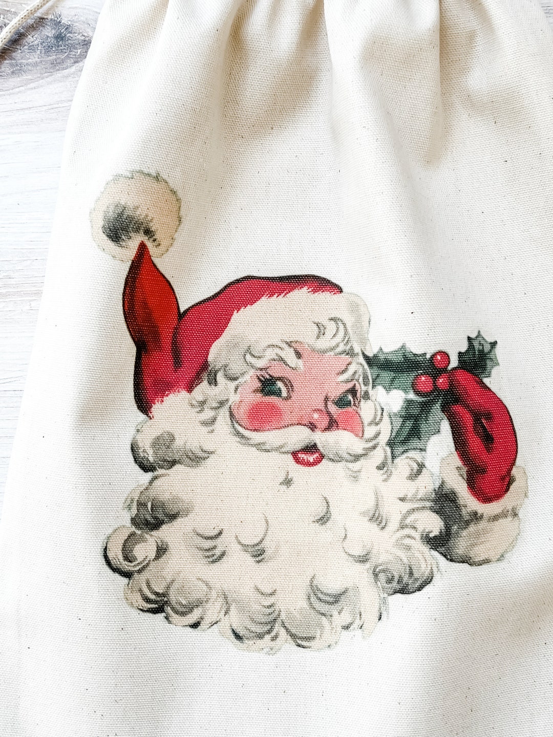 Large Vintage Inspired Santa Gift Bag - Organic Cotton Gift Bags ...
