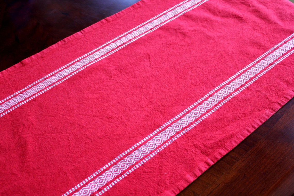 Table Runner Scandinavian Red Striped Farmhouse Table | Etsy