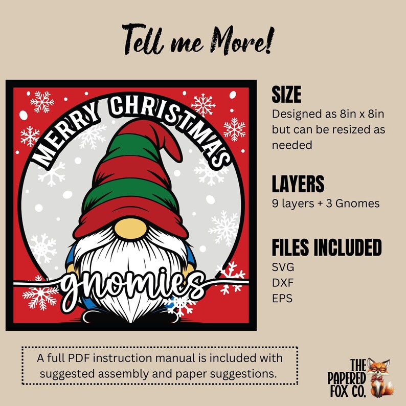 3D Merry Christmas Gnomies Shadowbox SVG | Holiday Tomte Nisse Papercut ...