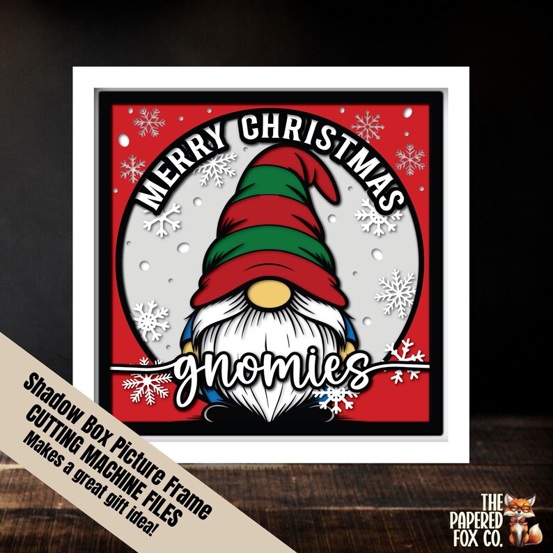 3D Merry Christmas Gnomies Shadowbox SVG | Holiday Tomte Nisse Papercut ...